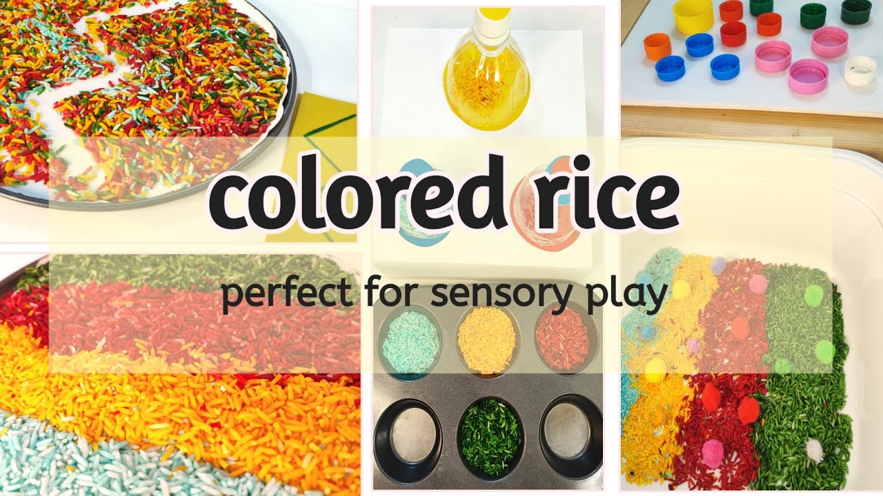 how to make colored rice , perfect for sensory play #coloredrice # ...