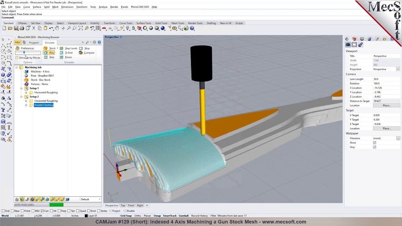Indexed 4 Axis Machining a Mesh - YouTube