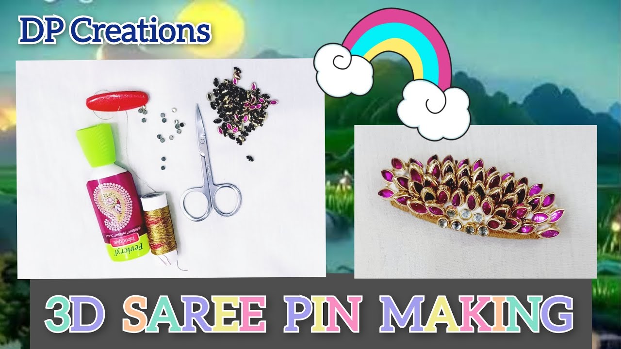 3D Saree Pin making| Saree Pins Making |#handmade #kundan #sareepin # ...