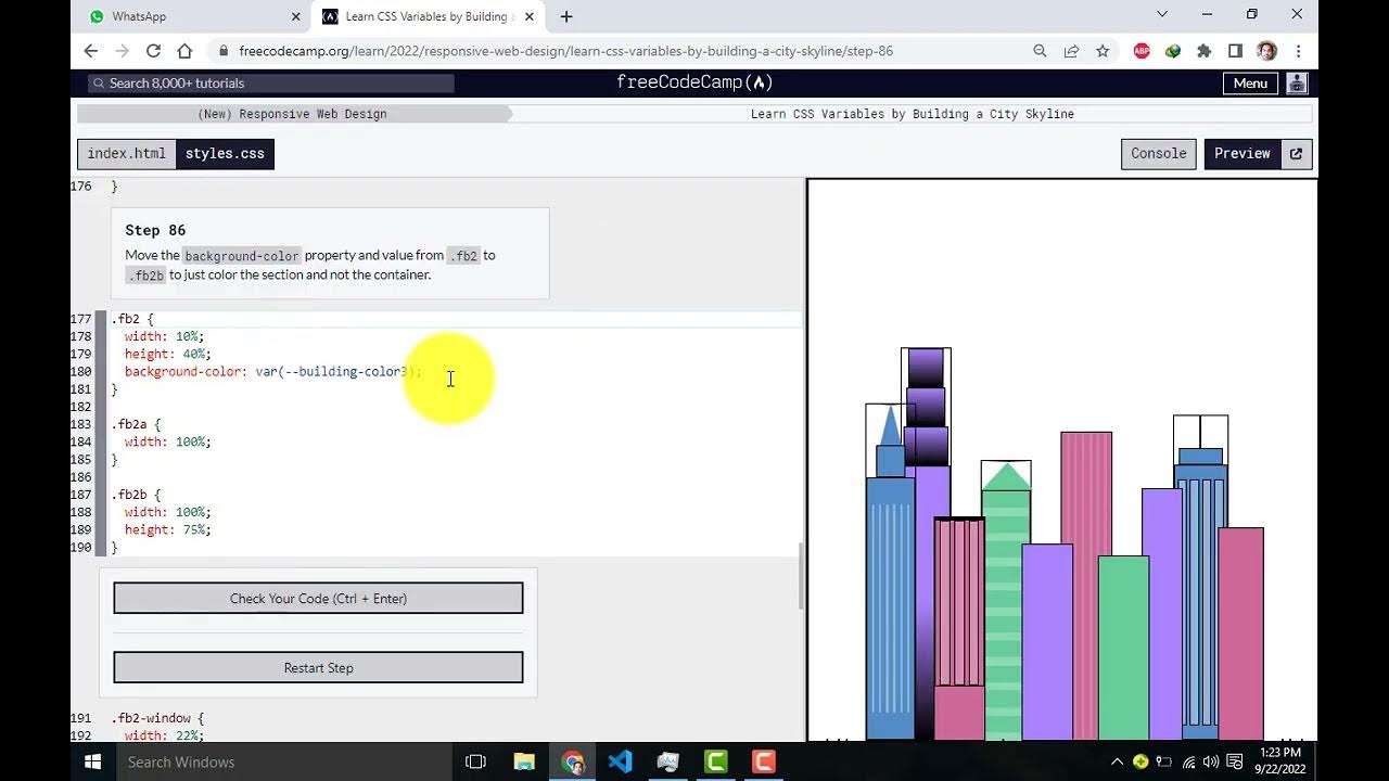 Learn CSS Variable By Building a City Skyline | Steps 81-100 | Freecodecamp.org | Responsive ...