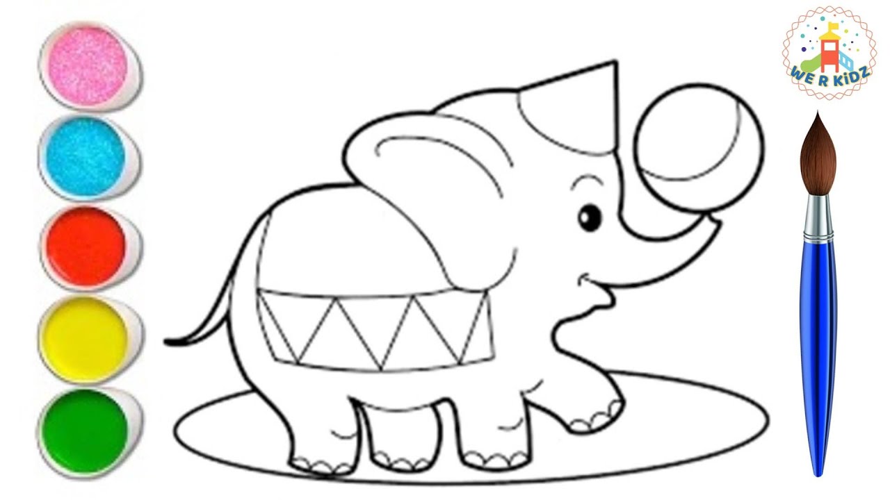 Drawing and Coloring Baby Elephant | Circus | How to Draw Elephant ...