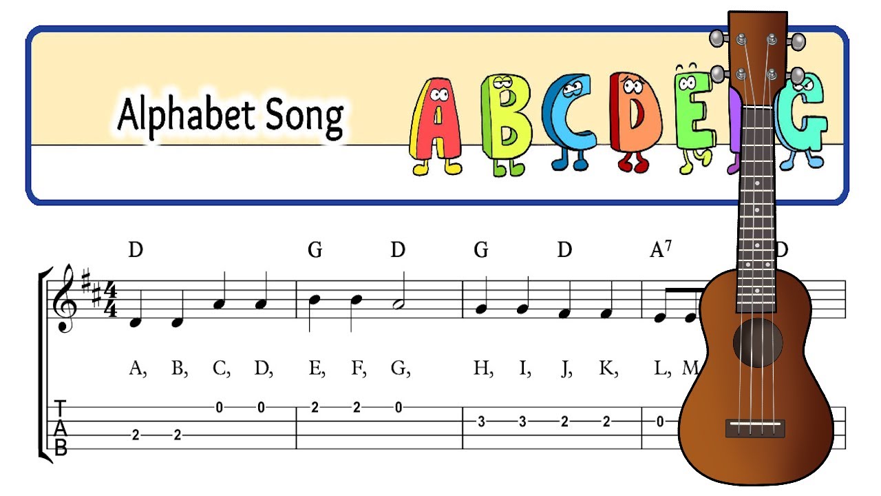 Alphabet Song - Easy Children's Ukulele Sheet Music with TAB, Chords ...