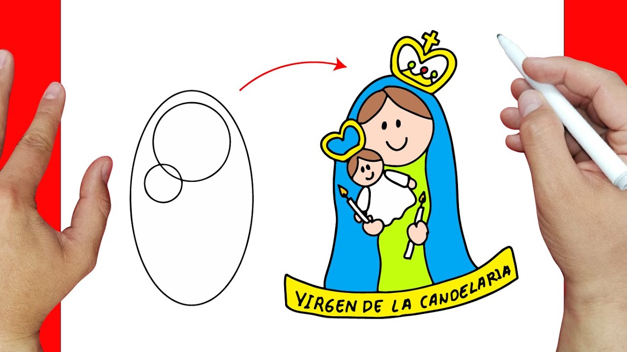 How to draw virgin of candelaria step by step - YouTube