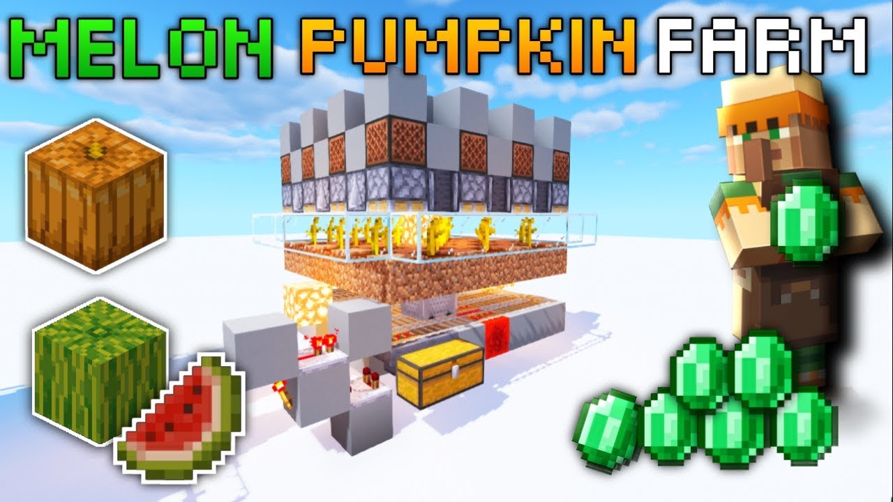 Simple Auto MELON AND PUMPKIN FARM | Minecraft 1.15+ - YouTube