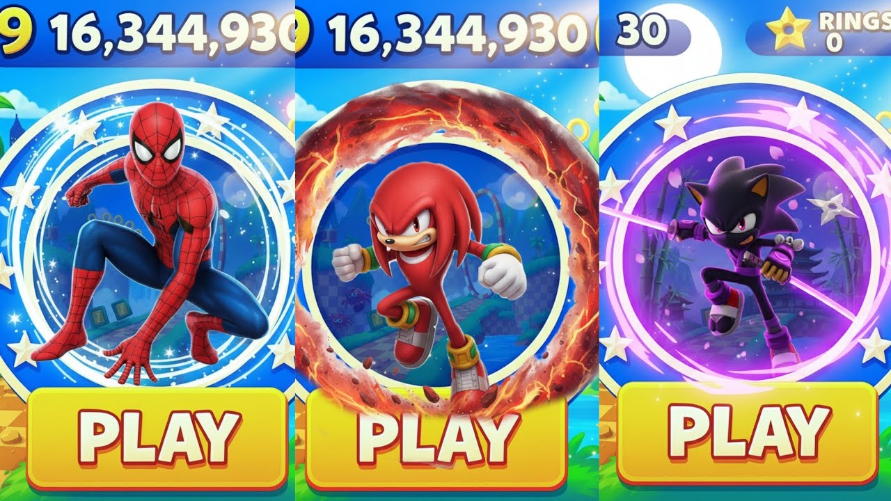 Sonic Dash - Spiderman VS Movie Knuckles VS Ninja Sonic _ Movie Sonic ...