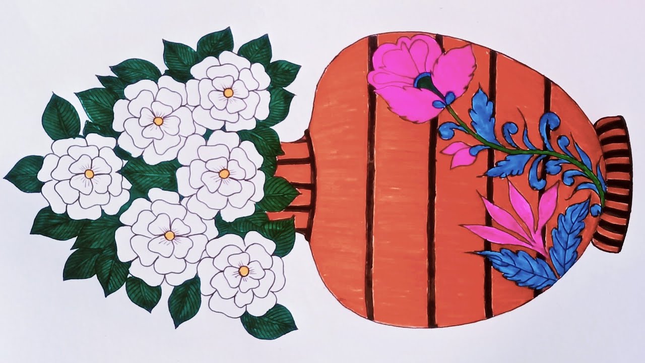 New easy trick 2021 flower pot drawing | fuldani drawing | fuldani ...
