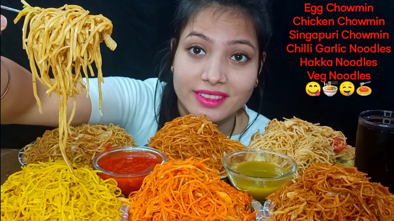 Eating Egg Chowmin, Chicken Chowmin, Singapuri Chowmin, Hakka Noodles ...