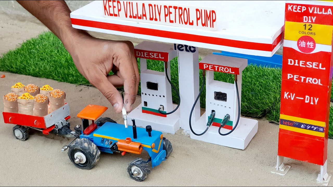 diy tractor mini petrol pump science project || keep villa diy ...