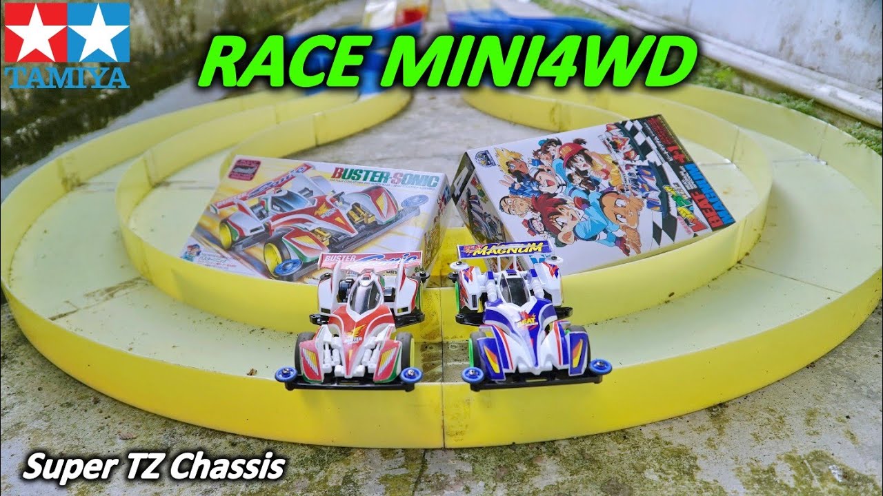 Race Tamiya Mini4wd Buster Sonic vs Beat Magnum Super TZ - YouTube