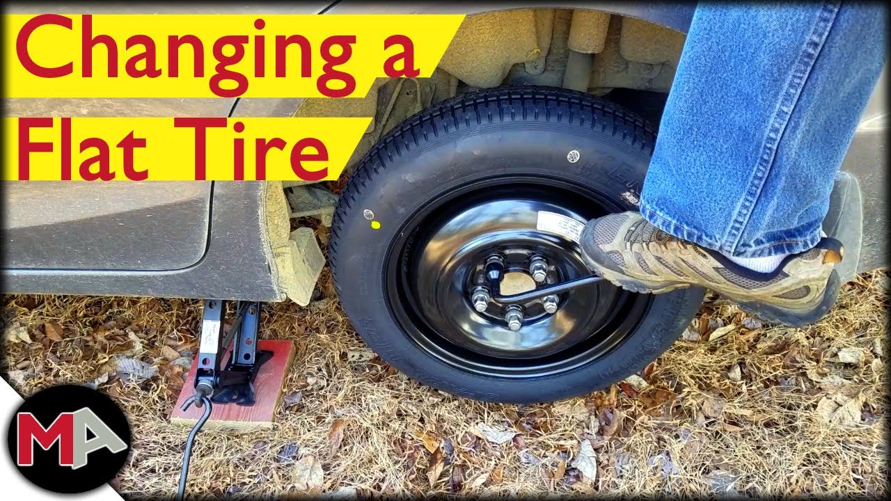 Changing a Flat Tire / Installing a Spare Tire - YouTube