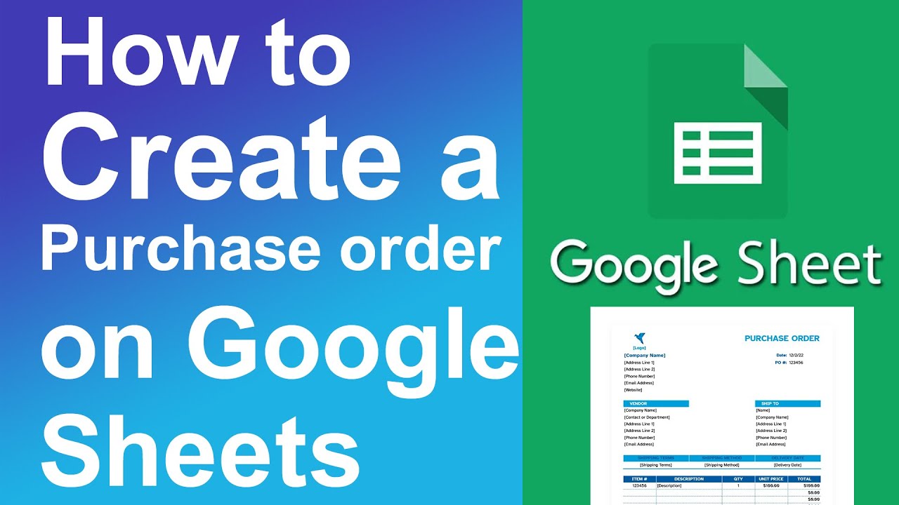 How To Create A Purchase Order On Google Sheets YouTube How To Create A Purchase Order On Google Sheets YouTube