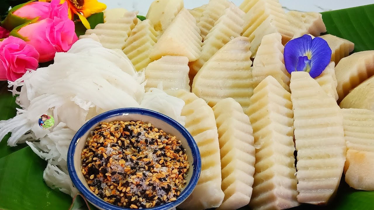 มันจาวนึ่งคลุกมะพร้าวน้ำตาลงา - YouTube