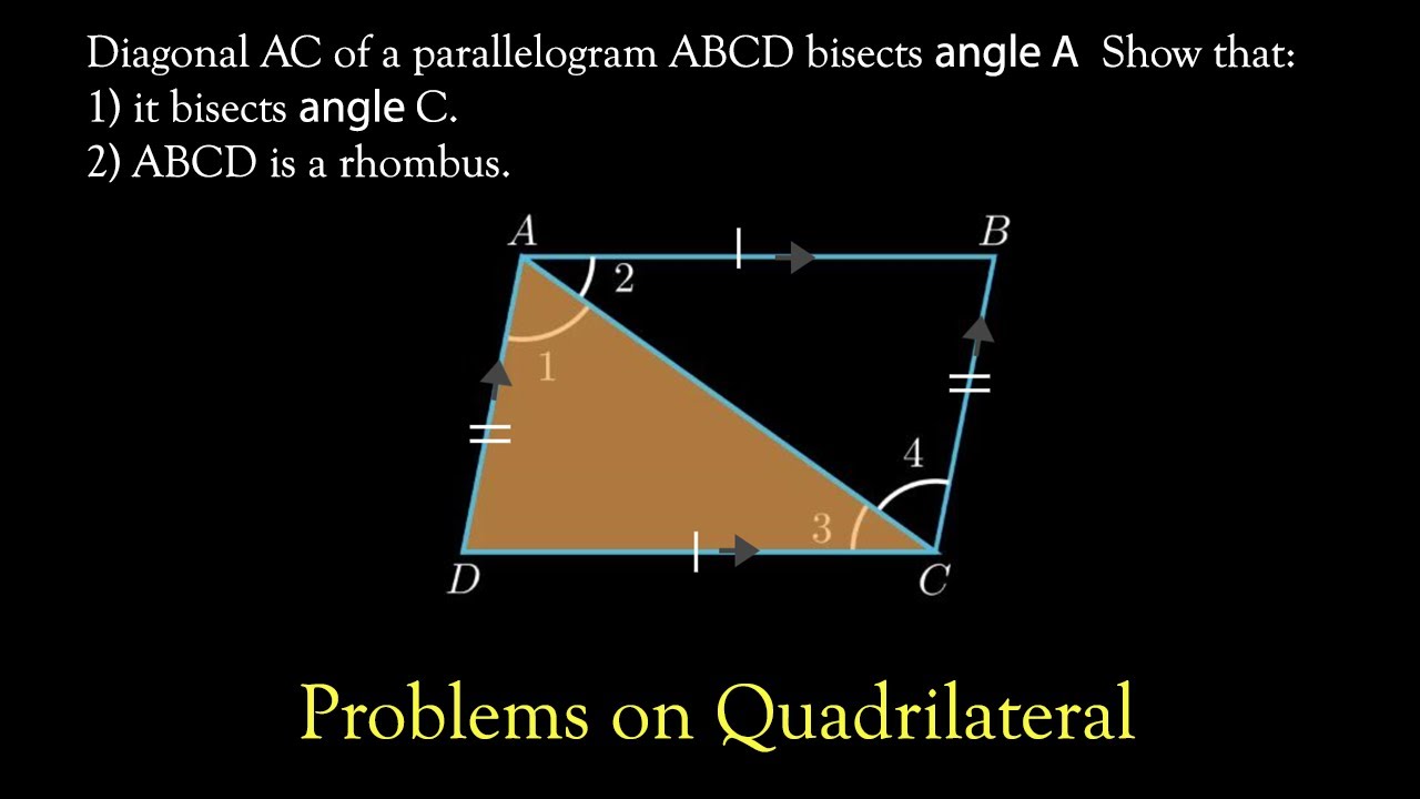 Diagonal AC of a parallelogram ABCD bisects ∠A.Show that it bisects ∠C ...