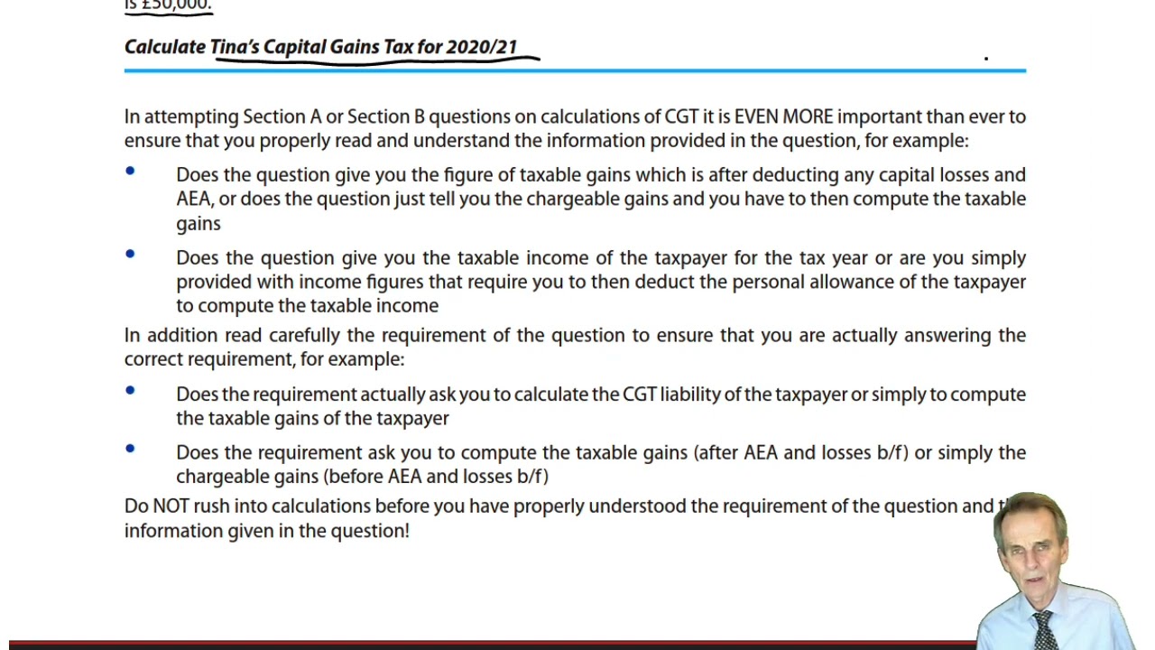 Calculation of CGT liability - ACCA Taxation TX-UK lectures - YouTube
