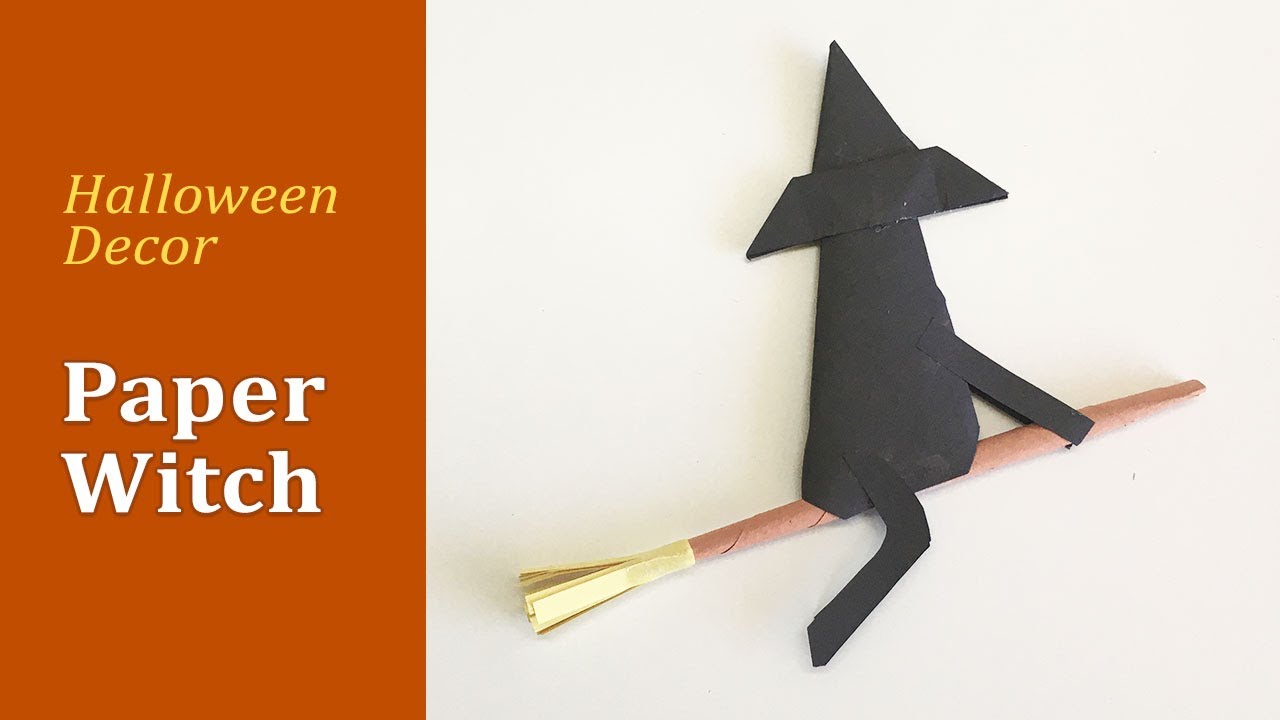 Paper Witch Flying on Broom Stick | Halloween Decor | DIY Fun Craft ...