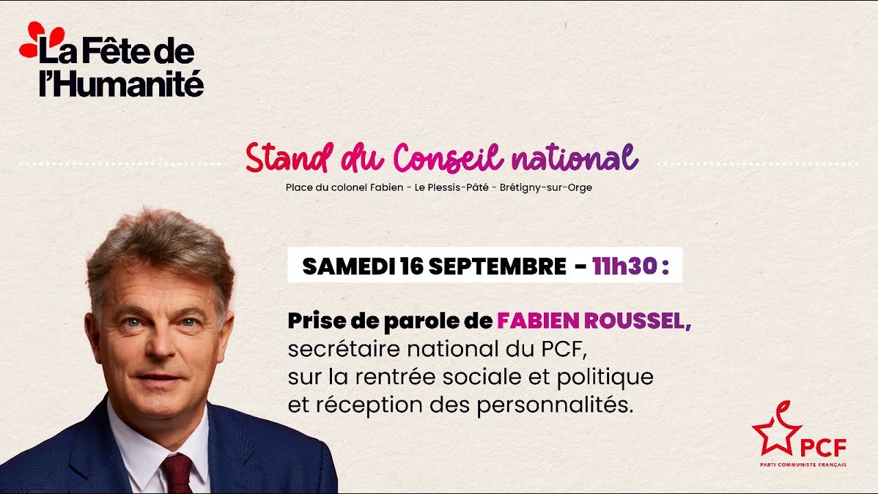 Prise de parole de Fabien Roussel à la fête de l'Humanité - YouTube
