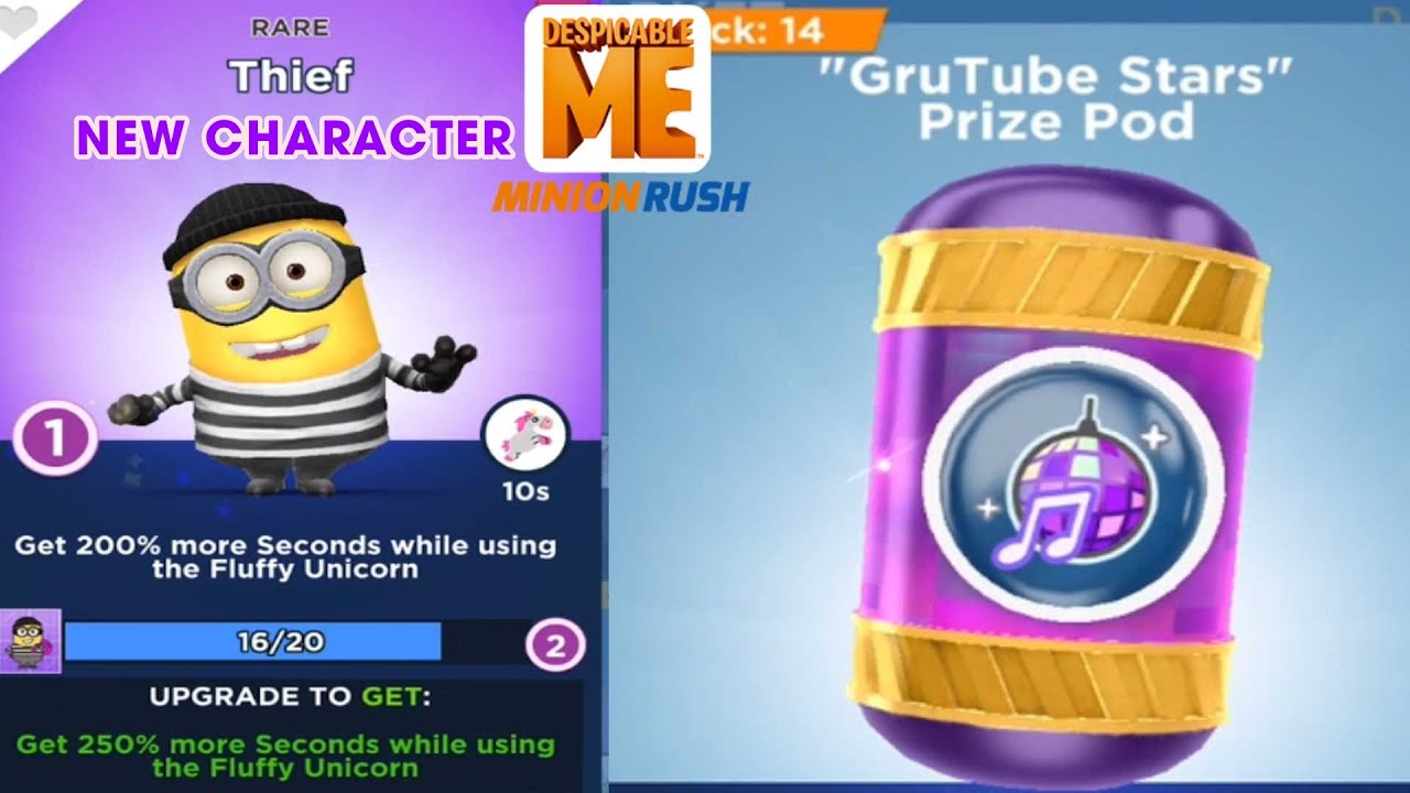 Minion Rush -Thief Minion - Open 4 "GruTube Stars" Prize Pods Gameplay ...
