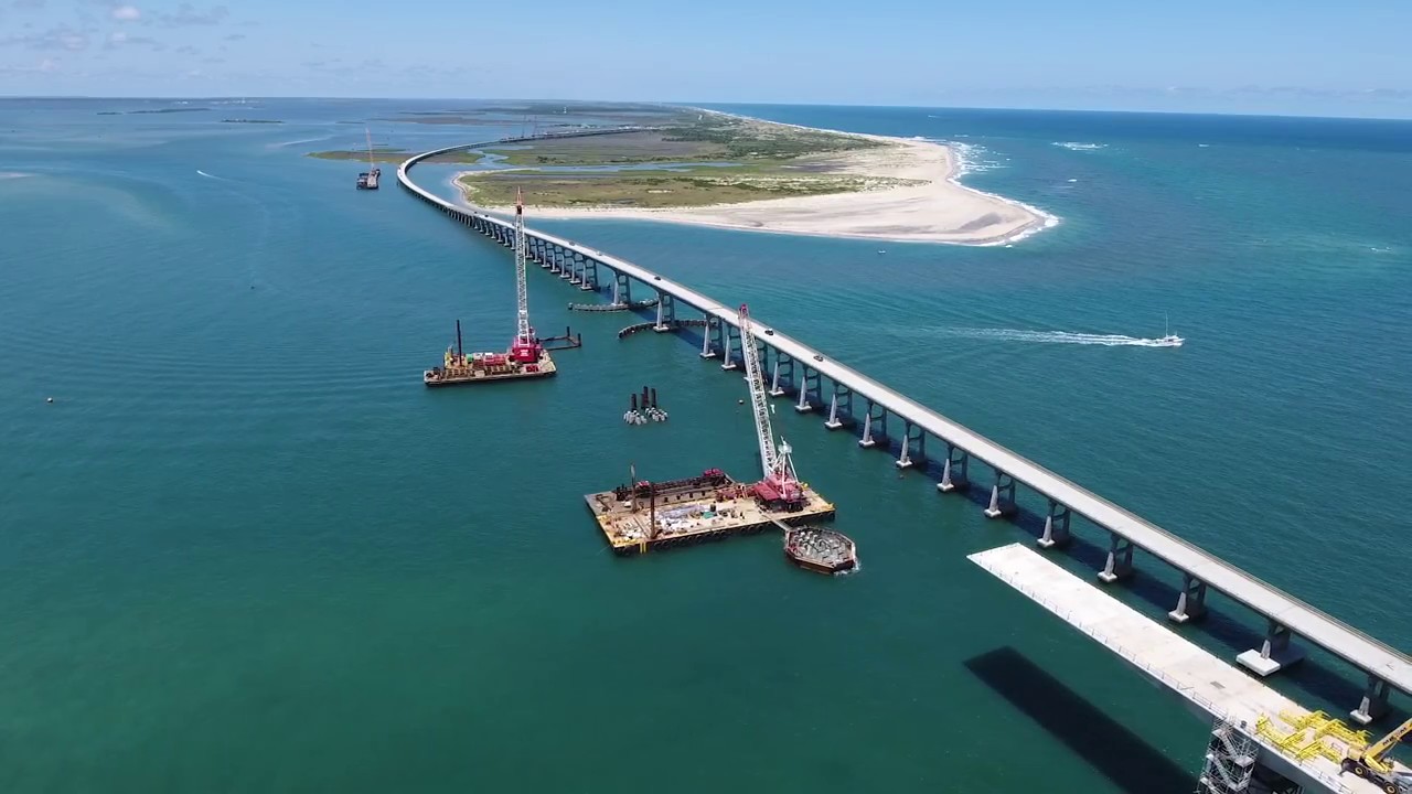 Bonner Bridge Construction - July 27, 2017 - YouTube