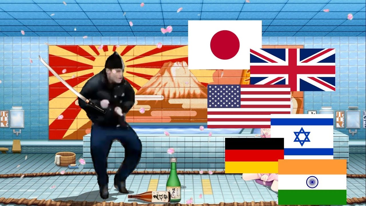 Russian hardbass dance in different countries meme - YouTube