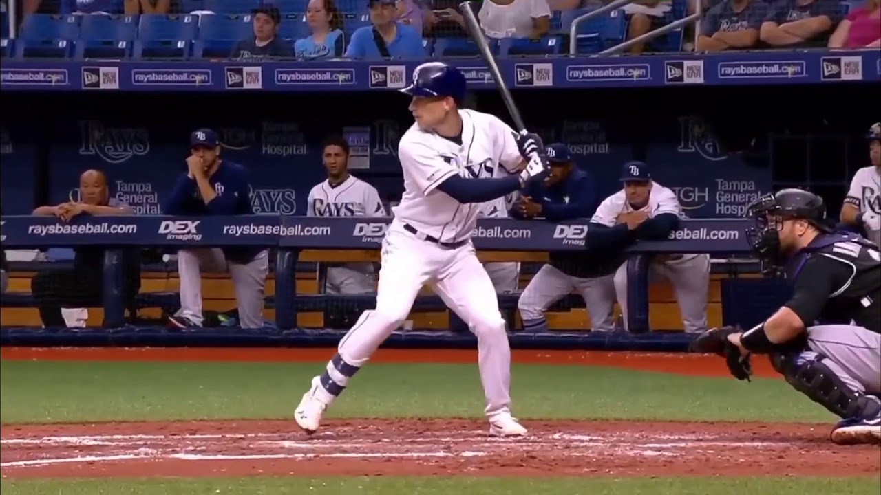 Brandon Lowe Slow Motion Swing Hitting - YouTube