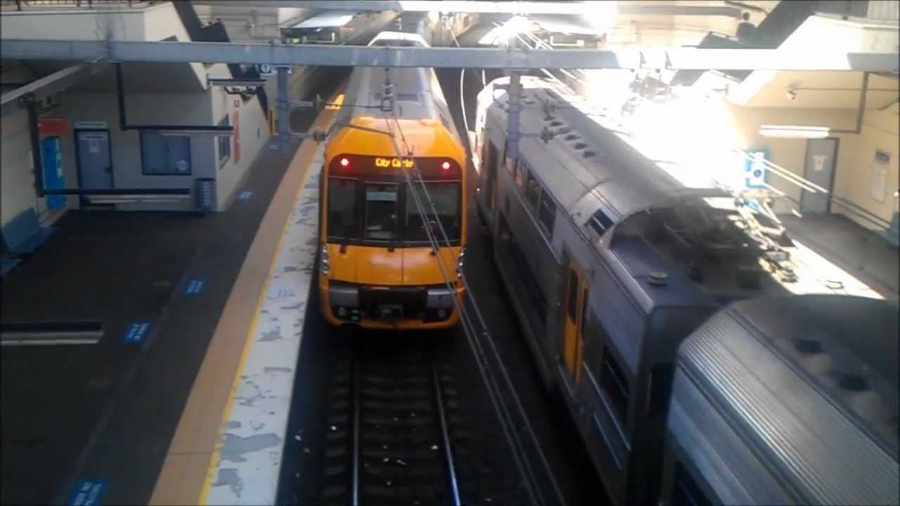 CityRail A set Waratah departing Wolli Creek view from above concourse ...