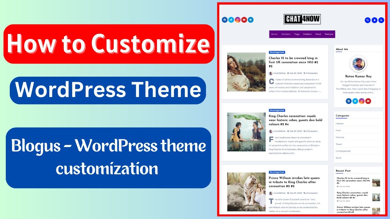 Blogus WordPress Theme Customization | Blogus Free Blog WordPress Theme - YouTube