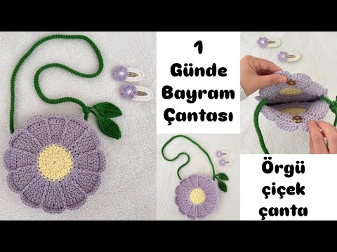 🌸ÖRGÜ ÇİÇEK ÇANTA🌸 Bayram çantası🥰 Easy crochet bag  #knittig  #crochet
