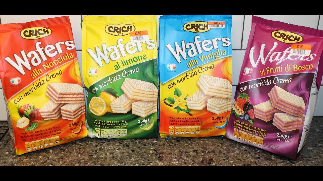 Crich Wafers: Hazelnut, Lemon, Vanilla & Wild Berry Review - YouTube