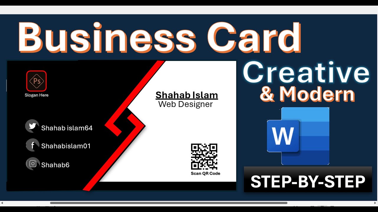 Modern Business Card Design in MS Word | Step-by-Step Tutorial - YouTube