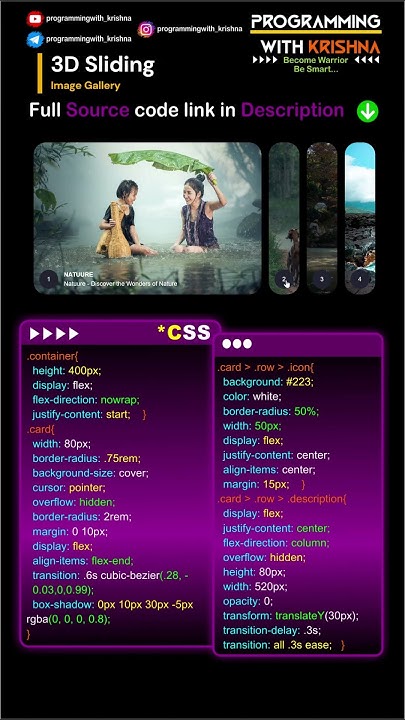 Image Gallery Html Css Js Programmingwithkrishna Html Css Cssanimation Javatutorial Python