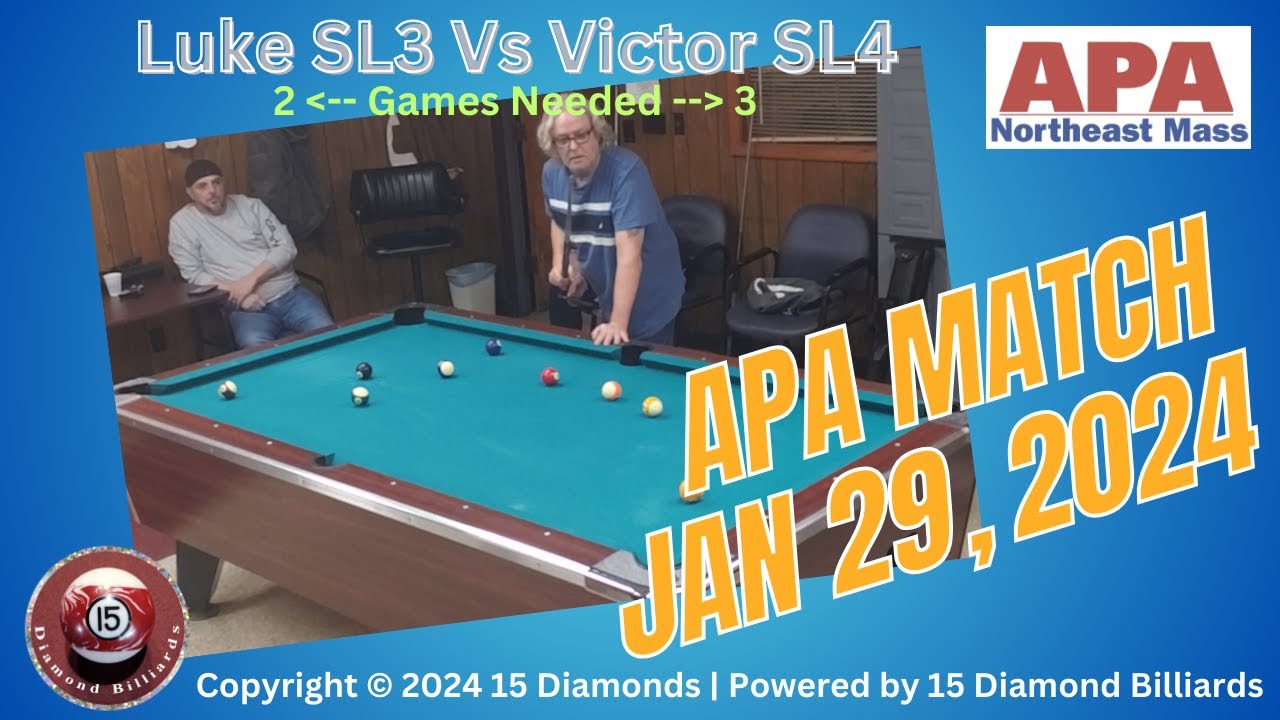 Live APA Match Jan 29, 2024 Luke Michaud SL3 VS Victor Frias SL4 (2 To ...