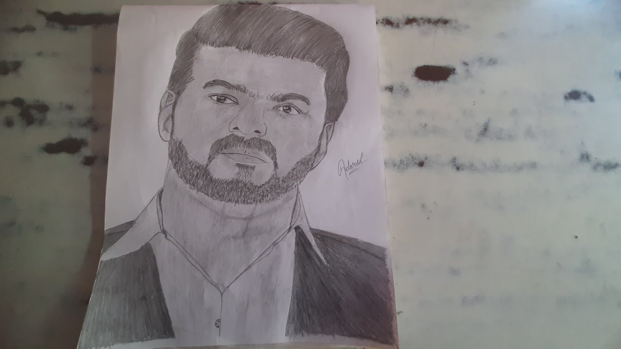 How to draw realistic thalapathy Vijay sketch || sketch making step by ...
