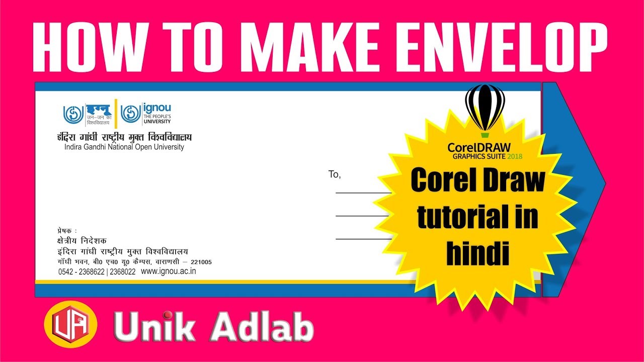 How to Make Envelop Design in Corel Draw X7 Tutorial in Hindi - YouTube