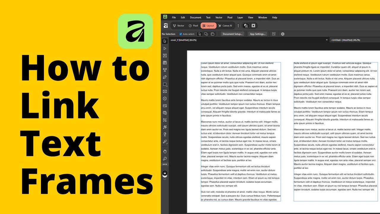 How to link text frames in Affinity 3 - YouTube