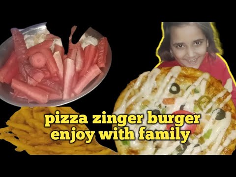 pizza zinger burger|ayat ki funny baty|Gajjer malty ka juice ...