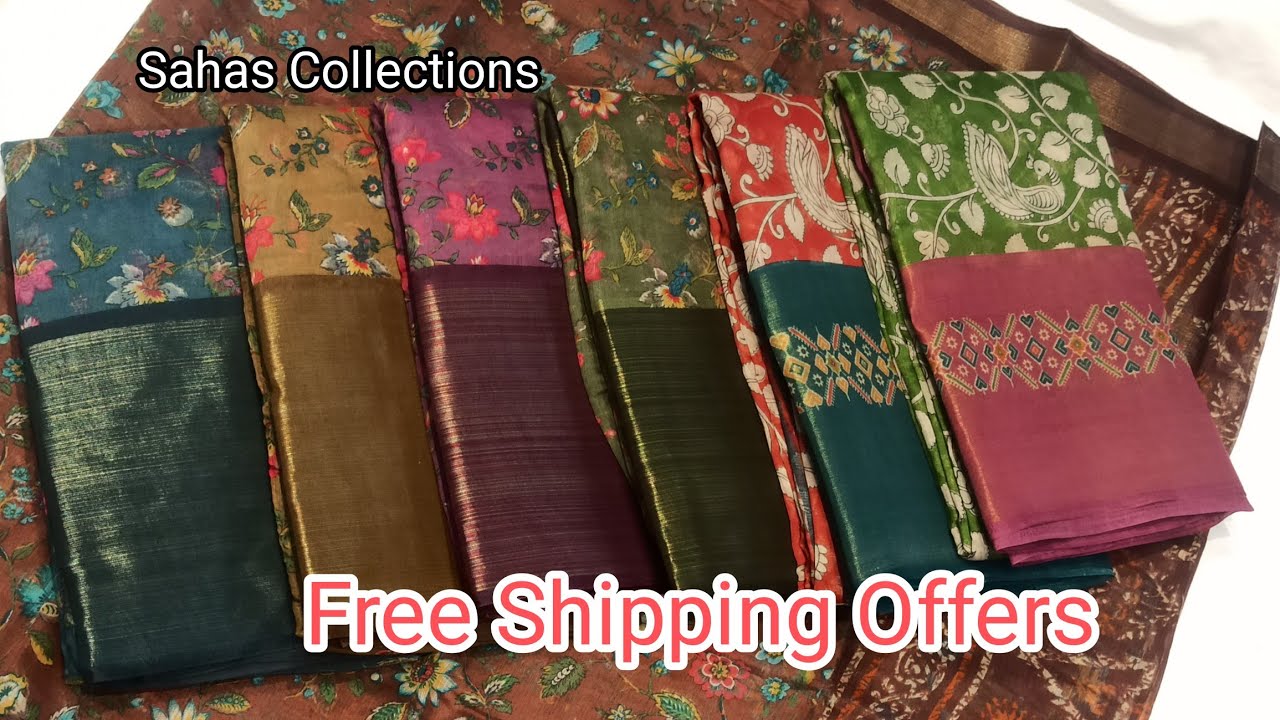 Sahas Collections/Lenin Sarees with Kadi Borders/Free Shipping ...