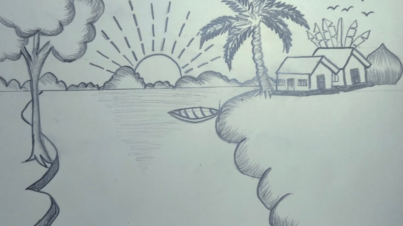 How to draw natural beauty sketch/natural scenery sketch @drawwithsania ...