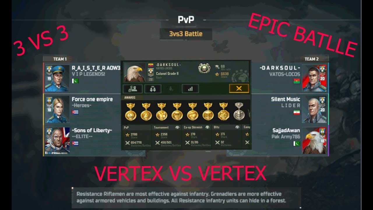 |ART OF WAR 3| 3 vs 3 Vertex VS Vertex |Epic Battle| GAMEPLAY ON PC ...