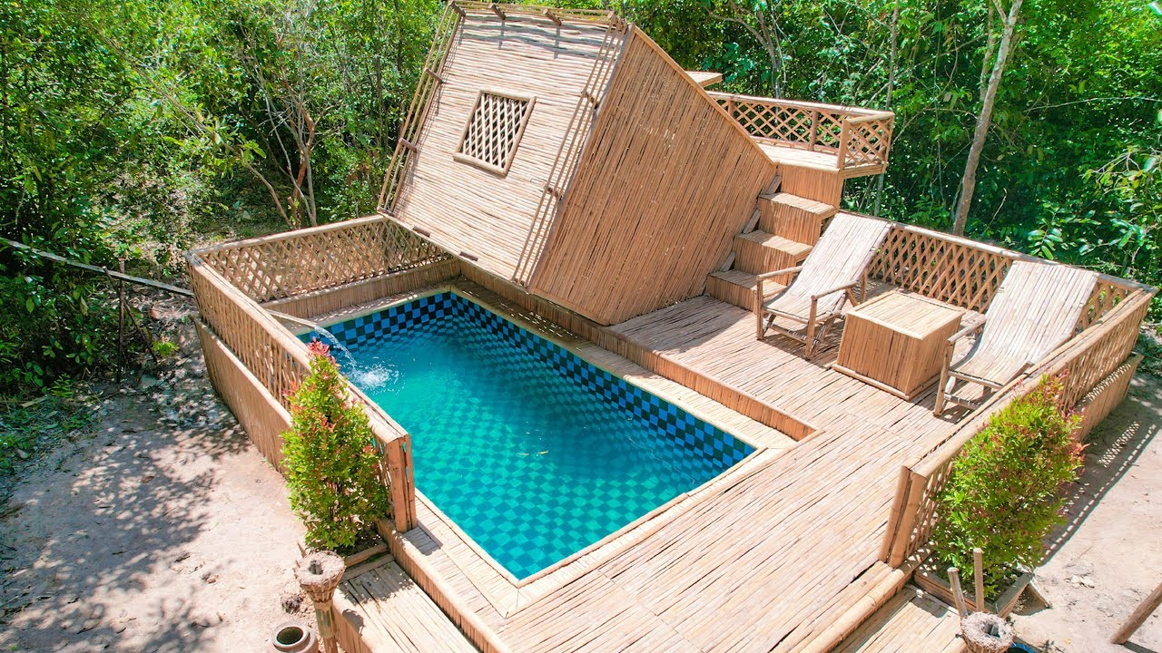 Build Bamboo Temple Craft Story-House And Craft-Swimming Pools Full ...