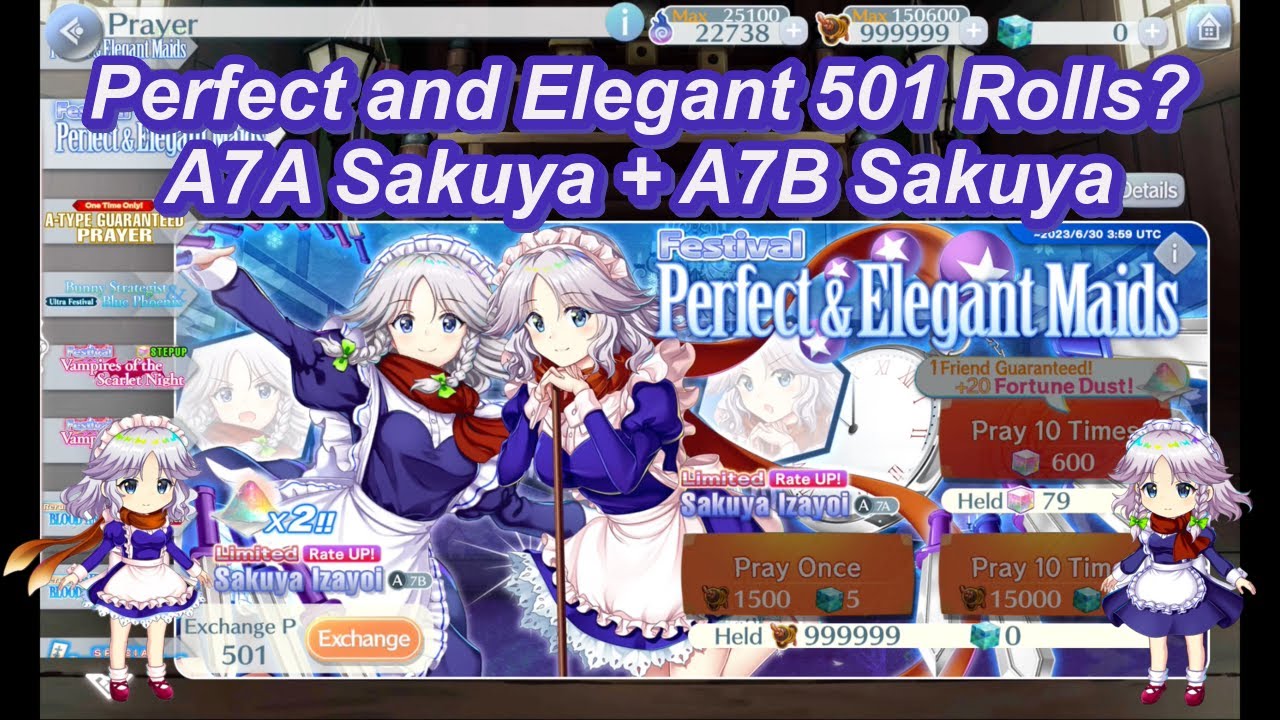Touhou LostWord Global - 501 Rolls for A7A Sakuya + A7B Sakuya (Triple ...