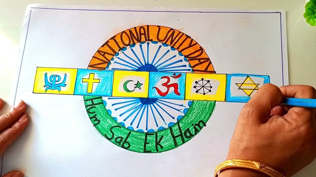 National Unity Day Drawing / National Unity Day poster easy / Rashtriya ...