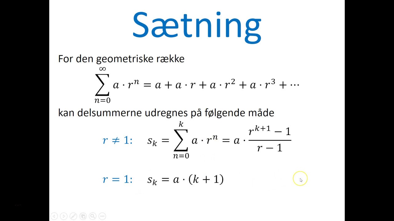 Diskret Matematik - Bevis: Delsummer for Geometriske rækker - YouTube