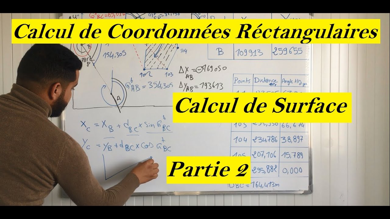 calcule de gisement et de coordonnées réctangulaire