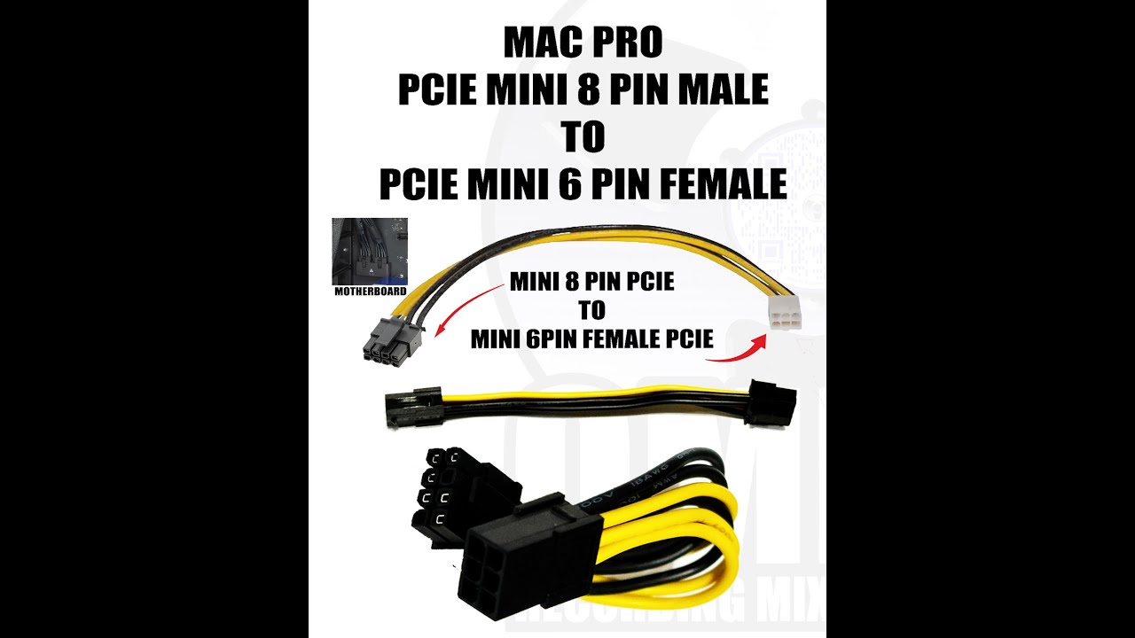 MAC PRO 2019+ PCIE POWER ADAPTER MINI 8 PIN (M) TO MINI 6 PIN (F) USED ...