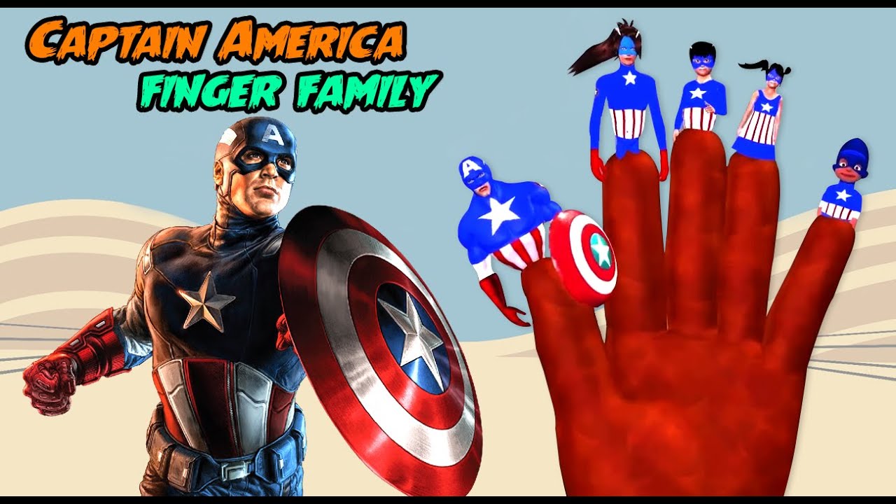 Finger Family Children Nursery Rhymes | Captain America Cartoons Finger ...