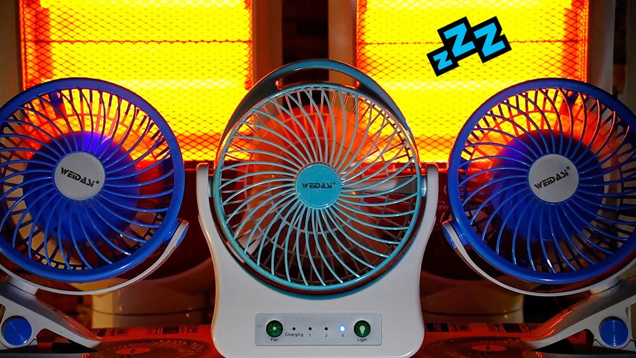 Falling Asleep with Two Fan Heater and Three Mini Fan Sounds In Cozy ...