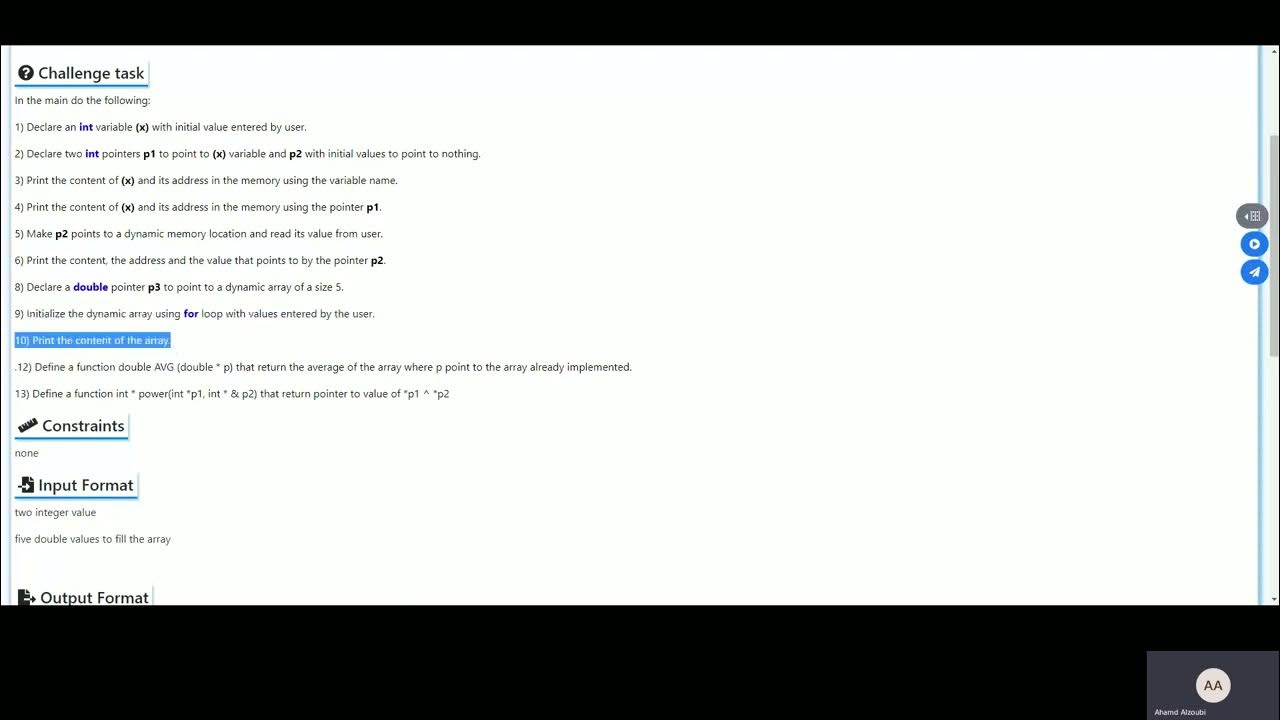 Lab 2 Pointers Question Explanation Video object oriented labs JUST university - YouTube