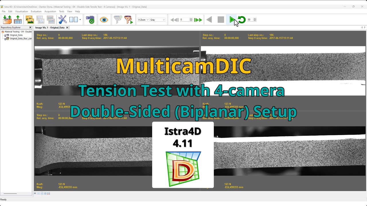 4-camera double-sided (biplanar) tension test for using Istra4D V4.11 ...