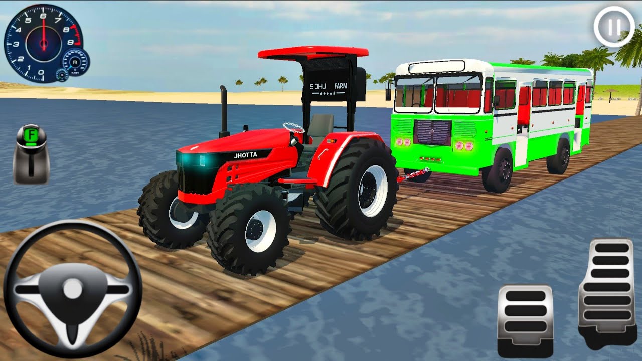 Mini Coach Bus Stuck In Sea Pull Out By Tractor - Indian Vehicles ...