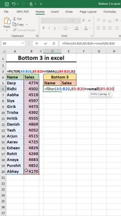Bottom 3 data filters in excel tricks #learning #trending #computer #viralshorts #exceltricks ...